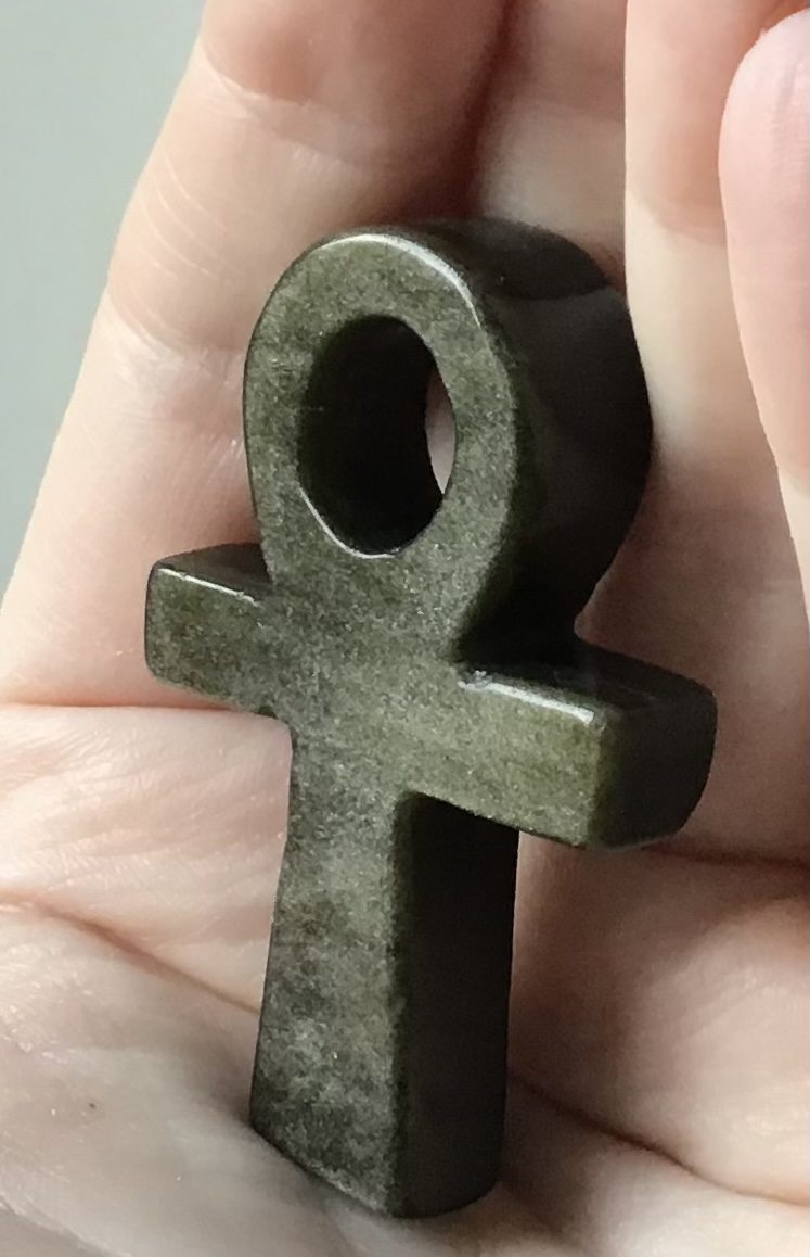 Black & Gold Obsidian Crystal Ankh Pendant | Tim Whild