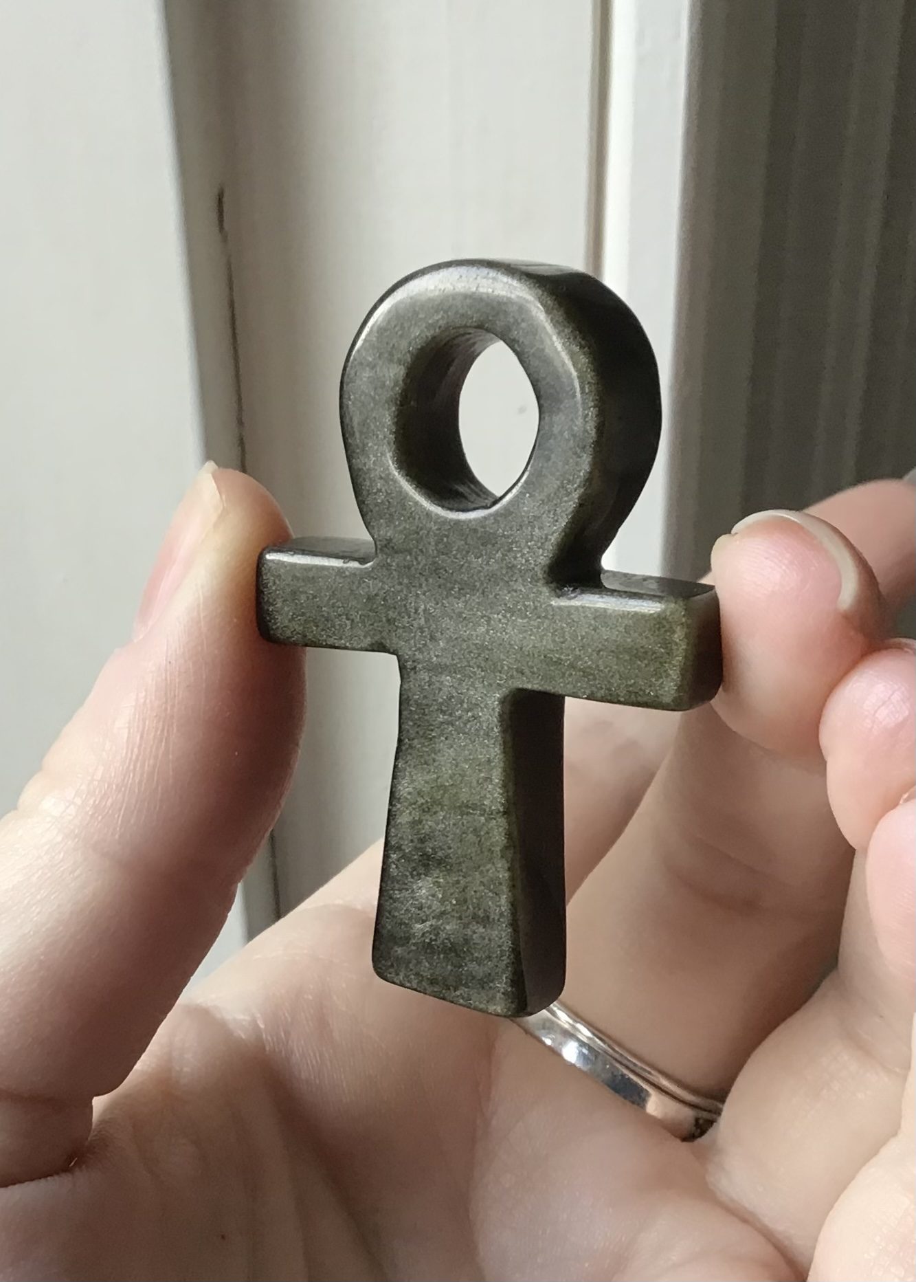 Black & Gold Obsidian Crystal Ankh Pendant | Tim Whild