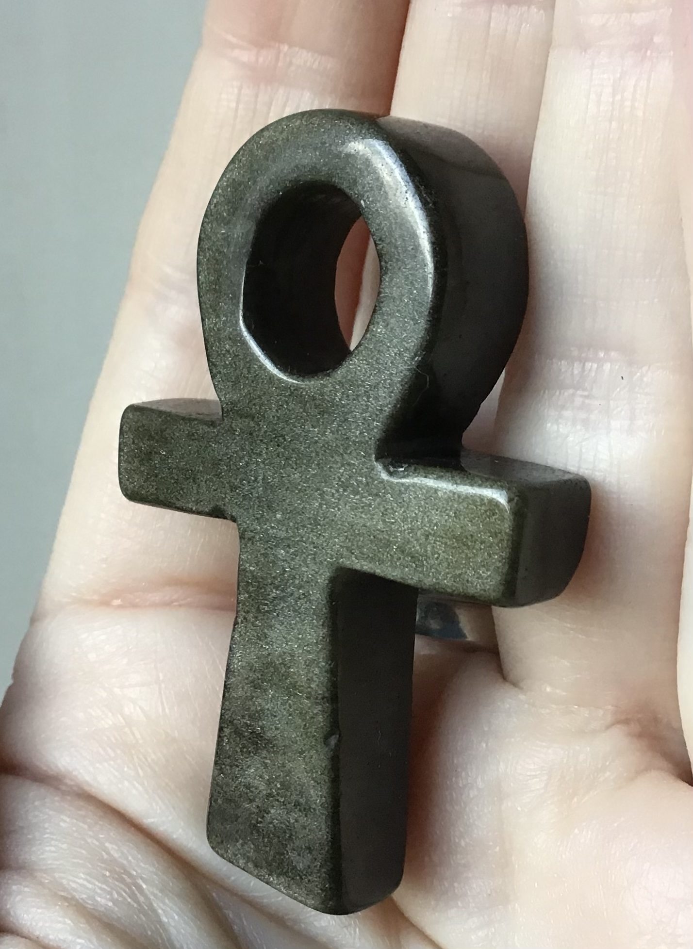 Black & Gold Obsidian Crystal Ankh Pendant | Tim Whild